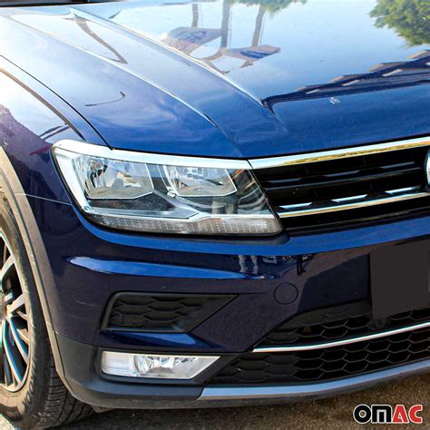 2018 2024 Vw Tiguan Fog Light Headlight Lamp Surround Trim Silver 3 Pc