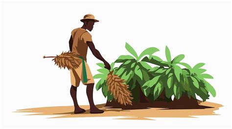 Young Farmer With Cassava Silhouette Vector Cartoon Premium Ai Generated Vector