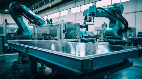 첨단 기계 산업 40 제조 공정을 사용하는 산업 기계 로봇 스마트 현대 공장 자동화 Generative Ai 프리미엄 사진