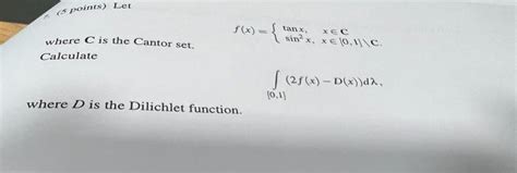 Solved Where C Is The Cantor Set