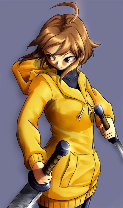 Safebooru 1girl Ahoge Bike Shorts Brown Eyes Brown Hair Dual Wielding