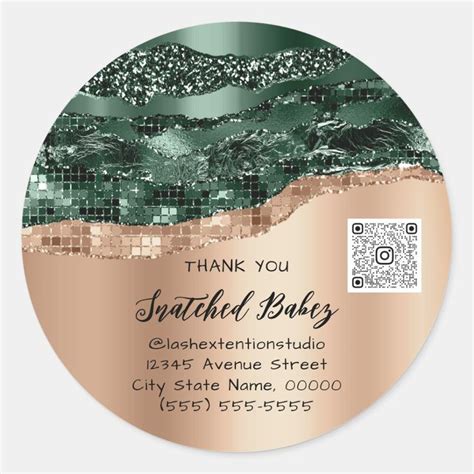 Thank You Cosmetic Logo Qrcode Woodland Green Rose Classic Round