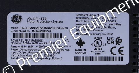 Unused Ge Multilin 869 Motor Protection System Premier Equipment