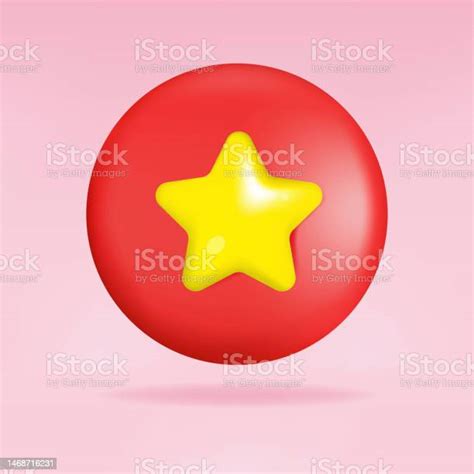 Bouton Rouge Favori Avec Symbole Dicône Détoile Et Icône De Signe De