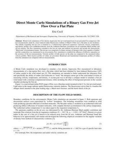 Direct Monte Carlo Simulations Of A Binary Gas Free Jet Flow Over A