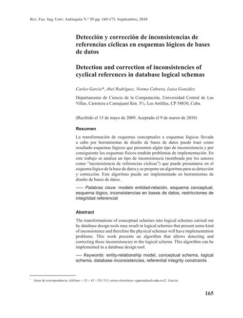 PDF Detection And Correction Of Inconsistencies Of Cyclical References In Database Logical Schemas