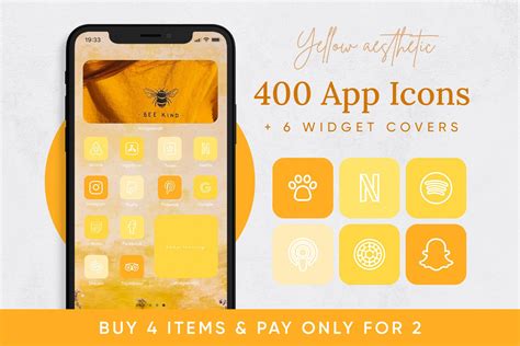 Yellow App Icons For Ios 14 Minimal Icon Theme Pack Iphone Etsy