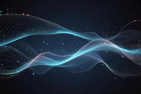 Premium Photo Digital Data Of Particle Wave And Network Connection