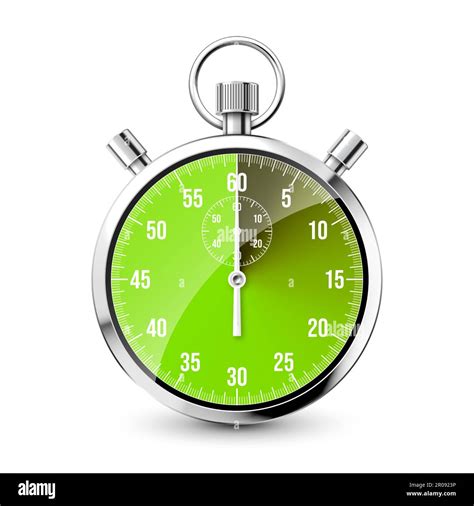 Realistic Classic Stopwatch Shiny Metal Chronometer Time Counter With Dial Green Countdown