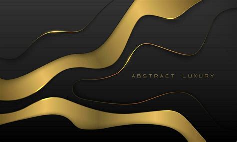 Abstract Black Paper Cut Gold Line Curve Geometric Design Modern Luxury