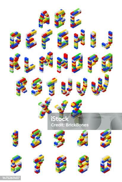 Colored Alphabet In Isometry With Numbers Vector Clipart向量圖形及更多字母表圖片