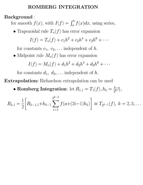 lecture notes lecture 5 roomberg integration romberg integration