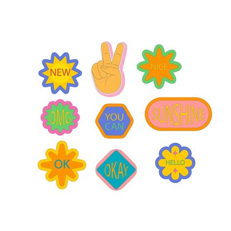 Premium Vector Cool Hand Drawn Groovy Retro Stickers Set Trendy Y2k