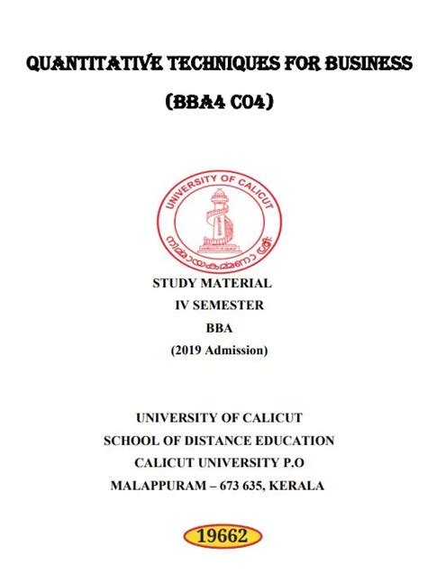 [pdf] quantitative techniques calicut university pdf panot book