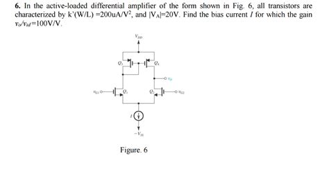 Solved In The Active Loaded Differential Amplifier Of The