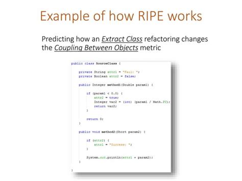 Icsme14 On The Impact Of Refactoring Operations On Code Quality Metrics Ppt
