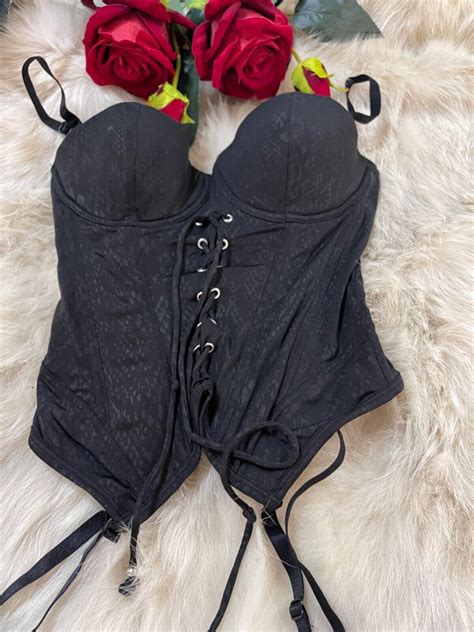 Unbranded Black Garter Corset Bustier Size Us34b It3 Gem