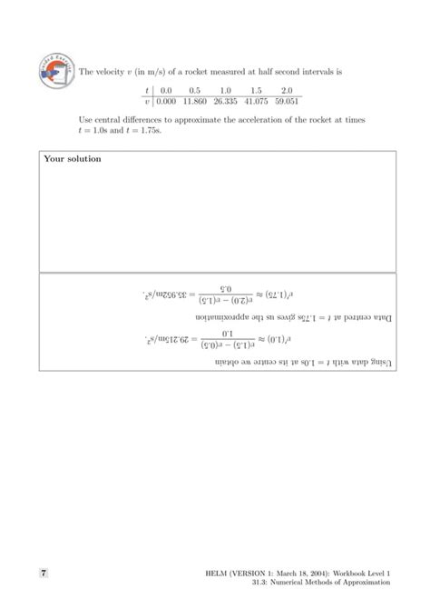 Numerical Differentiations Solved Examples Pdf