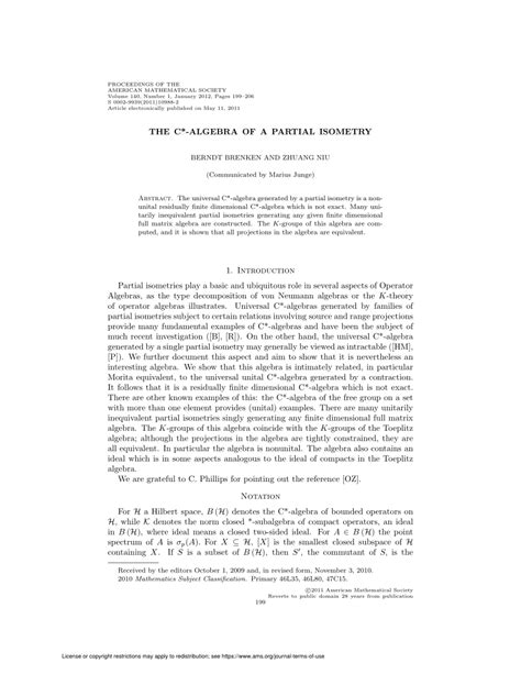 pdf the c algebra of a partial isometry