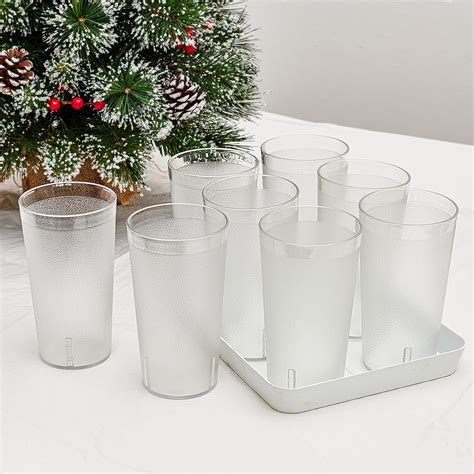 Topboutique 370ml Stackable Clear Plastic Tumblers Drinking Glasses 8