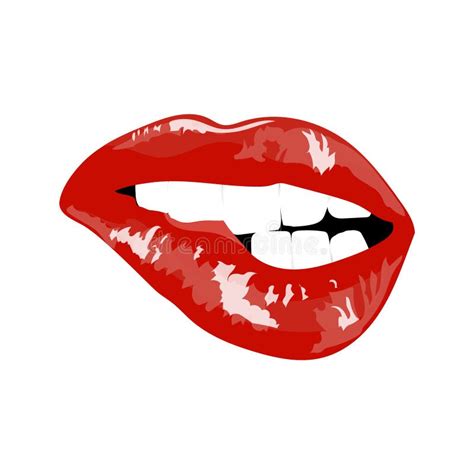 Red Lips Poster Girl Bites Her Lip Teeth Card For Valentines Day