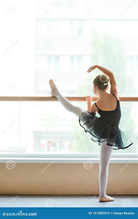 Little Ballerina Stretching Leg At Barre Stock Image Image Of Class