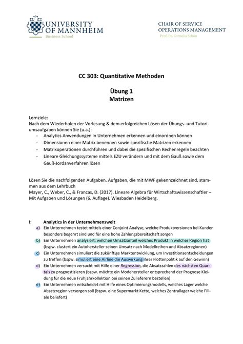 QM Übung QM Übung HWS korrigiert mit Bonusaufgaben CC Quantitative