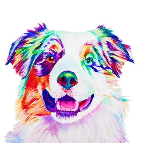 Colorful Aussie Print Australian Shepherd Mini Aussie Australian Shepherd T Mini Aussie Art
