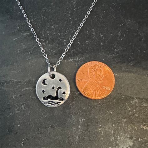 Micro Nessie Hand Stamped Necklace Etsy