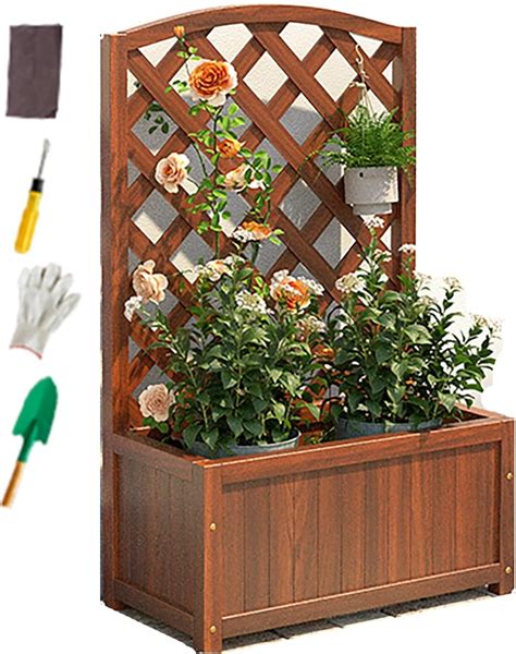 Amazon Forrty プランター付きフェンス 目隠し フェンス ガーデンフェンス フェンス 屋外 屋外中庭防腐木製フラワーボックス