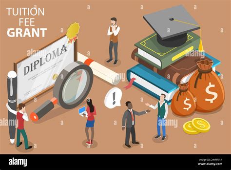 3d Isometric Flat Vector Conceptual Illustration Of Tuition Fee Grant