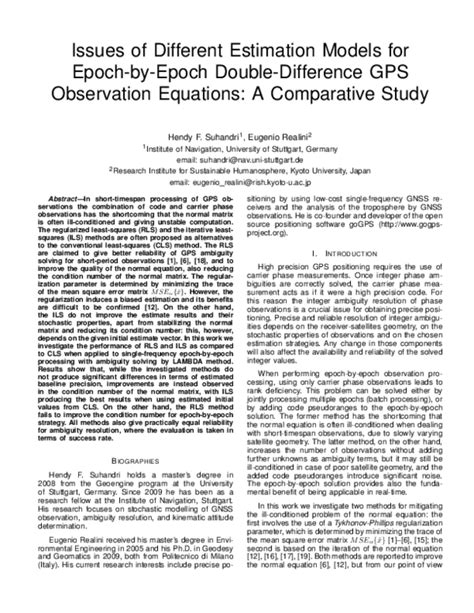 Pdf Issues Of Different Estimation Models For Epoch By Epoch Double