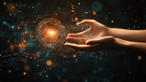 Programmers Hands Reaching Out To Touch A Digital Interface Premium