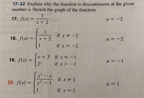 Solved 17 22 Explain Why The Function Is Discontinuous At