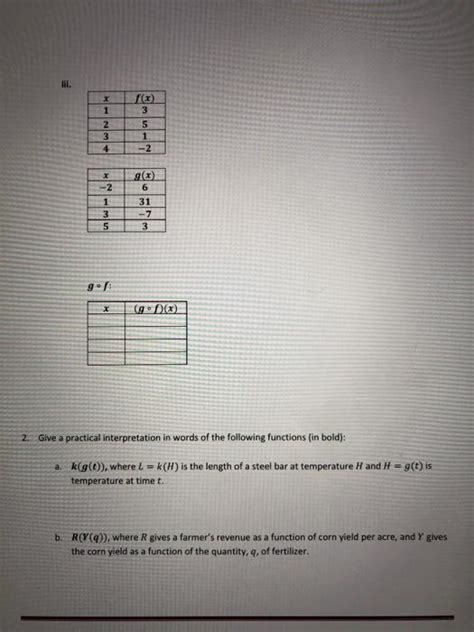 Solved Find The Functions Fg And Gf In Each Case Below I