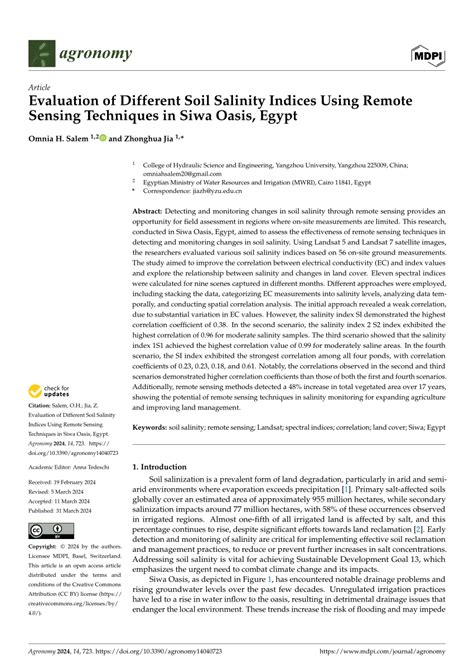 PDF Evaluation Of Different Soil Salinity Indices Using Remote