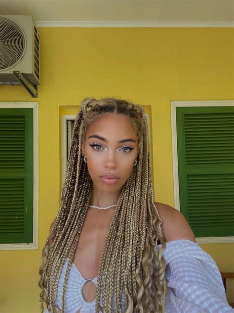 Knotless Braids Hairstyles In 2024 Blonde Box Braids Goddess Braids Hairstyles Colored Curly