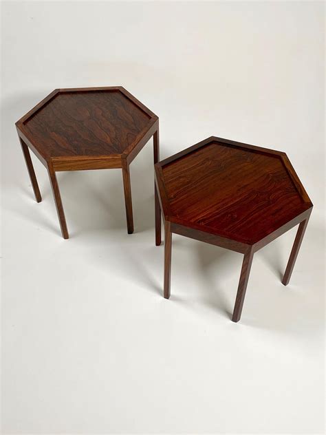 Pair Of Hans Andersen Hexagon Stackable Rosewood Side Tables For Artex