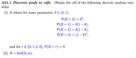 Solved A Discrete Pmfs To Cdfs Obtain The Cdf Of The Chegg