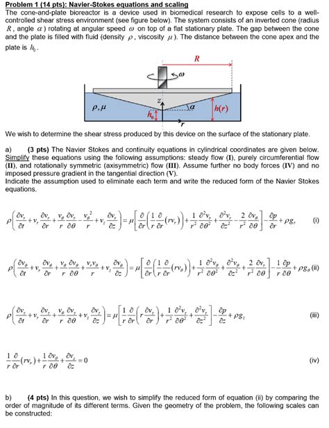 Solved Problem 1 14 Pts Navier Stokes Equations And Sc