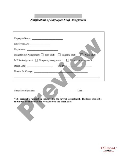 New Jersey Notification Of Employee Shift Assignment Us Legal Forms