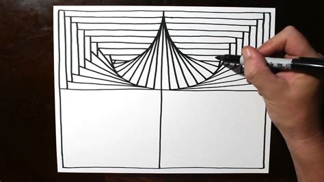 How To Draw Simple Zentangle Line Illusion Patterns Youtube