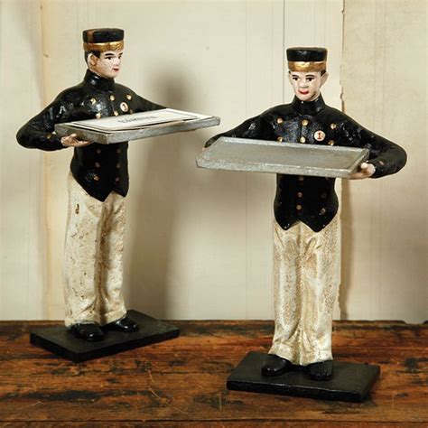 hotel bellman card holder figure antique farmhouse