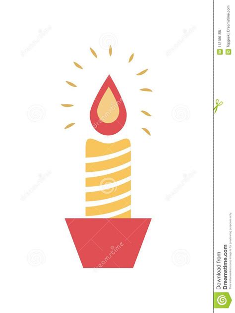 Burning Wax Candle Candlestick Vector Illustration Stock Vector