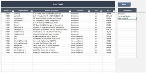 Price List Excel Template Price Sheet Price Catalog Order Form Product Catalog