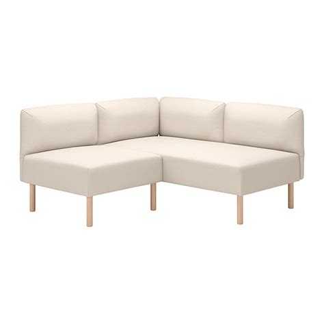 Lillehem 雙人座轉角沙發 Vissle 米色木質 Ikea 線上購物