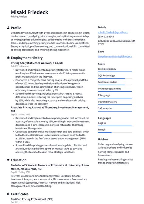 Uber Pricing Analyst Resume Examples ResumeCat