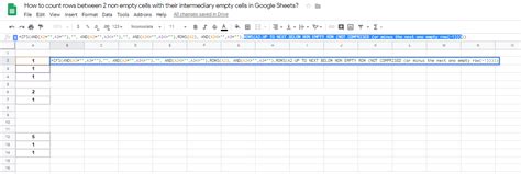 How To Count Rows Between 2 Non Empty Cells With Their Intermediary