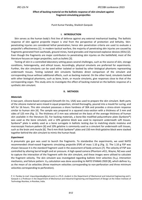 Pdf Effect Of Backing Material On The Ballistic Response Of Skin