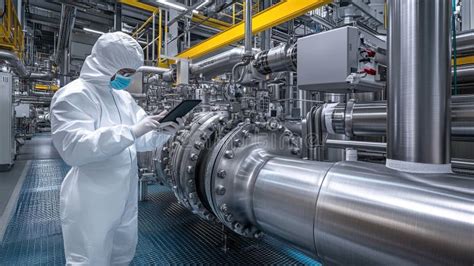 An In Depth Shot Of A Technician Monitoring Gauges And Valves At A